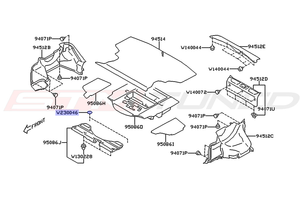 Subaru OEM Trunk Floor Spacer Push Clip for 2022+ WRX (909230046)