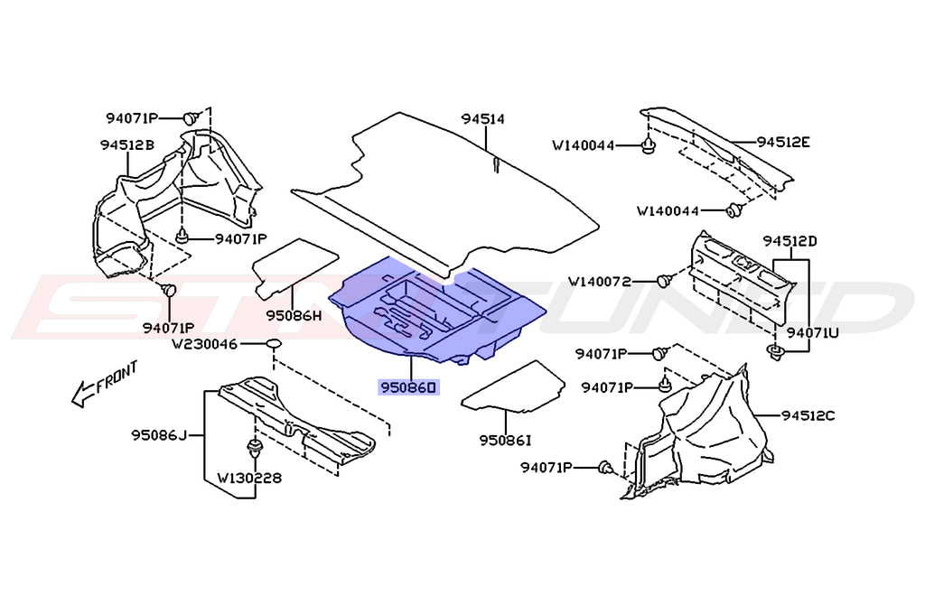 Subaru OEM Trunk Foam Floor Center for 2022+ WRX (94586VC100)