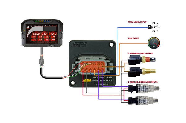 30-2226 AEM Carbon 6 Channel CAN Sensor Module