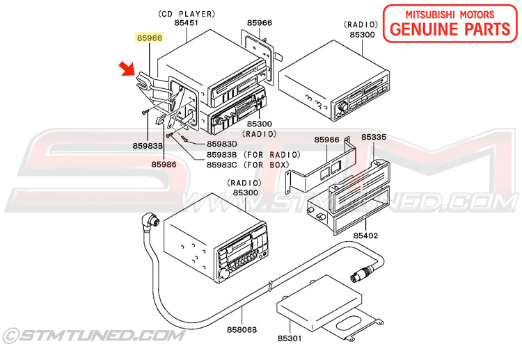 MB899601 Radio Mounting Bracket -OEM Mitsubishi 2G DSM (LH)